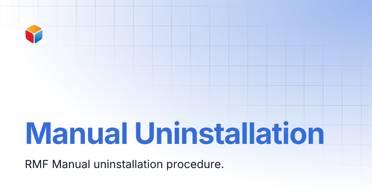 Manual Uninstallation | Redundancy Management Framework | Vega Systems